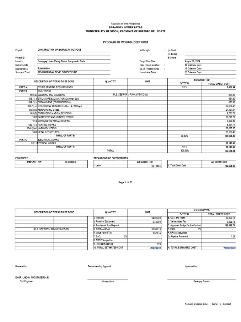 DUPA, ABC, POW - Brgy Outpost 1 | PDF