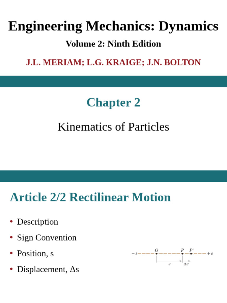 Dynamics Chapter 2 Kinematics of Particles | PDF