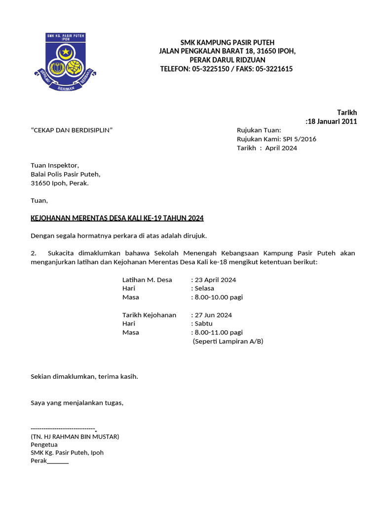 Surat Makluman Polis 2024 | PDF