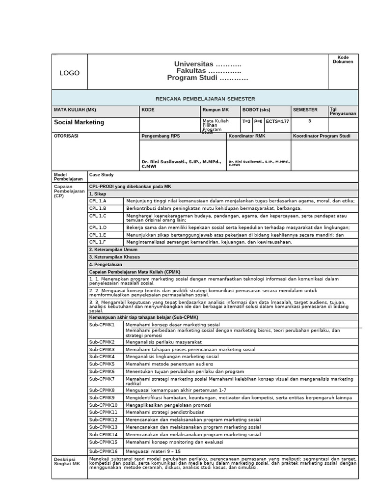 Contoh RPS | PDF | Career & Growth | Business