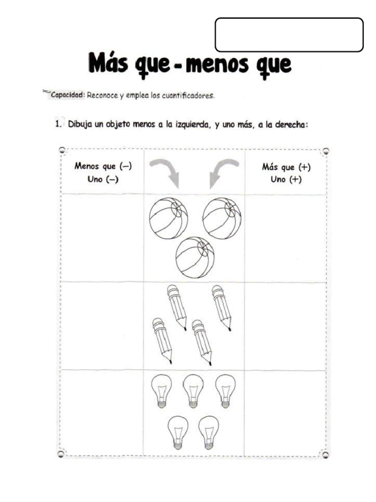 Fichas Mas Que Menos Que Uno Ninguno | PDF