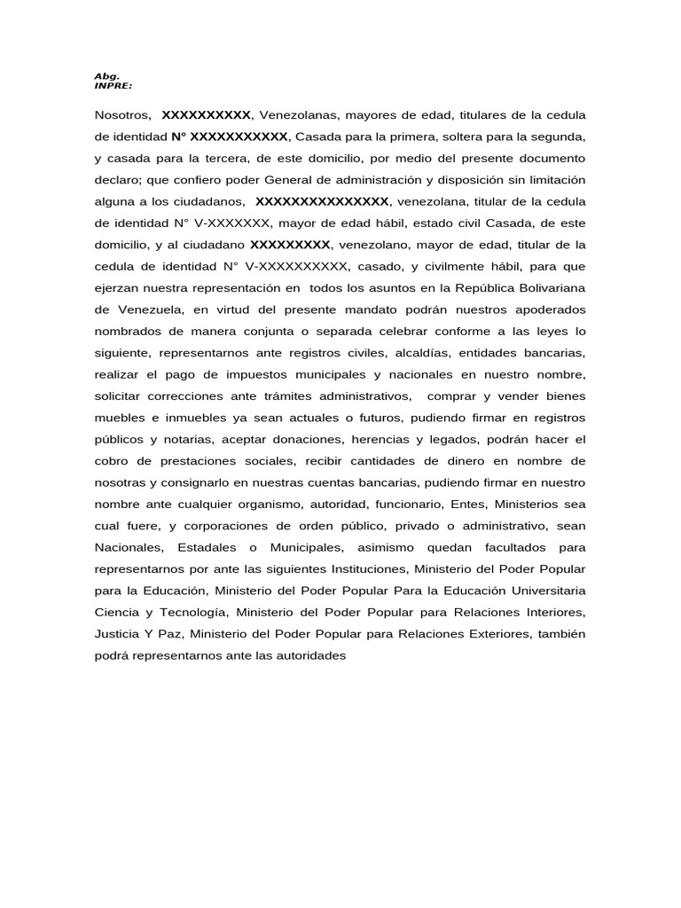 Poder para Apostilla Solo Referencia | PDF