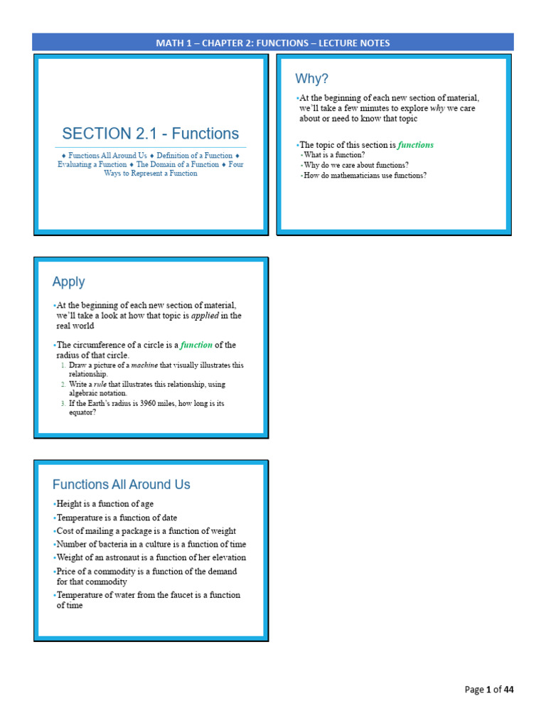 Chapter 2 - Student Handout | PDF | Function (Mathematics) | Teaching ...