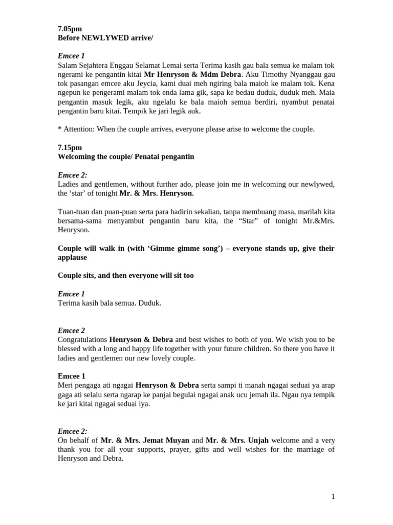Skrip Emcee Kahwin | PDF