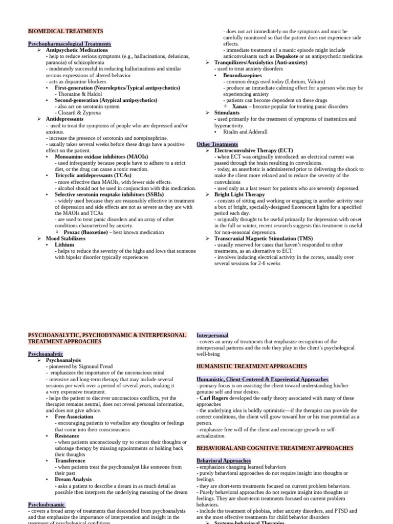 Treatments for Psychological Disorders | PDF | Psychotherapy ...