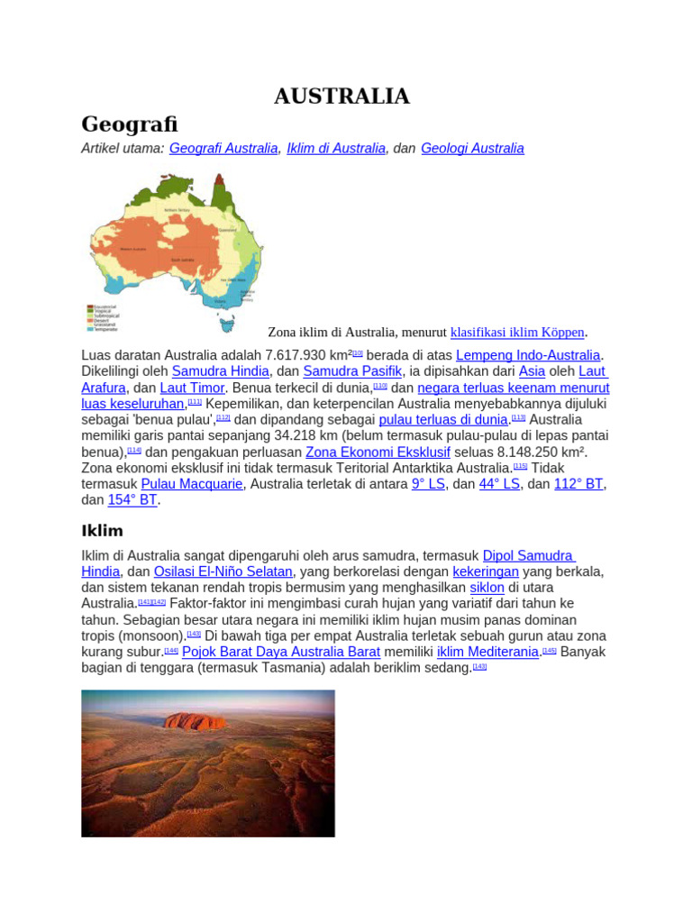 Geografi dan Iklim Australia | PDF