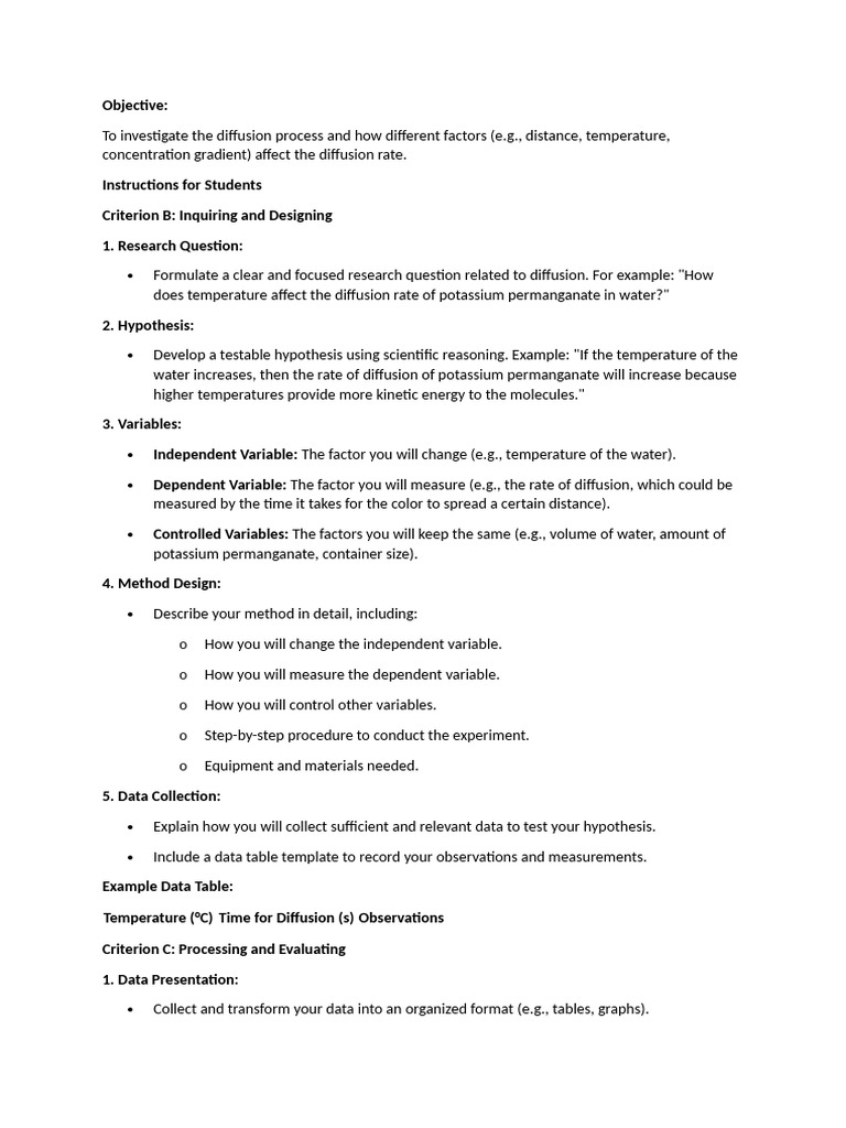 Diffusion lab-MYP 4 | PDF