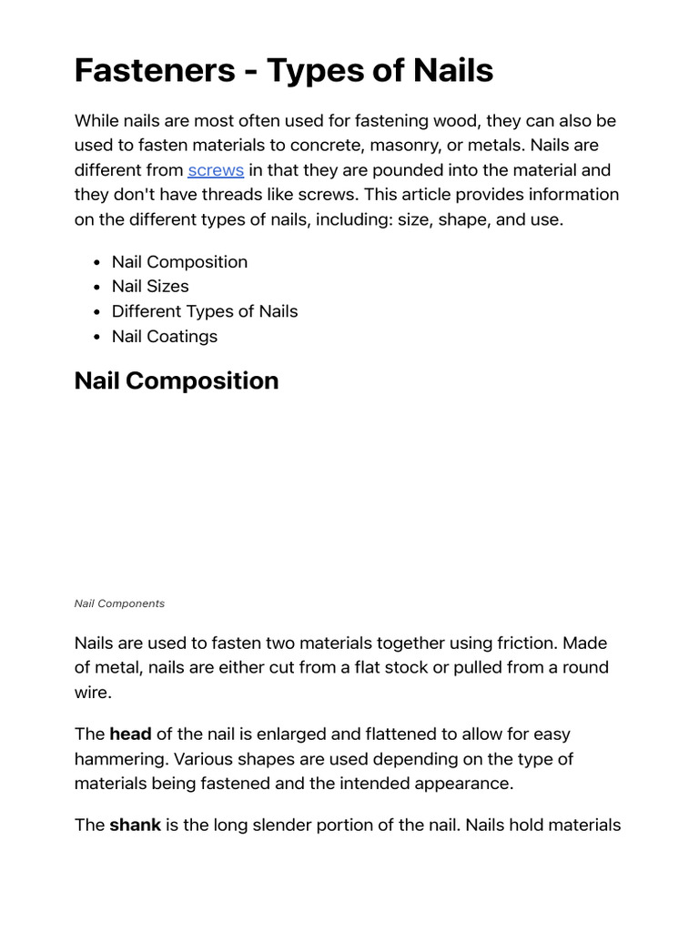 Fasteners - Types of Nails - Archtoolbox | PDF