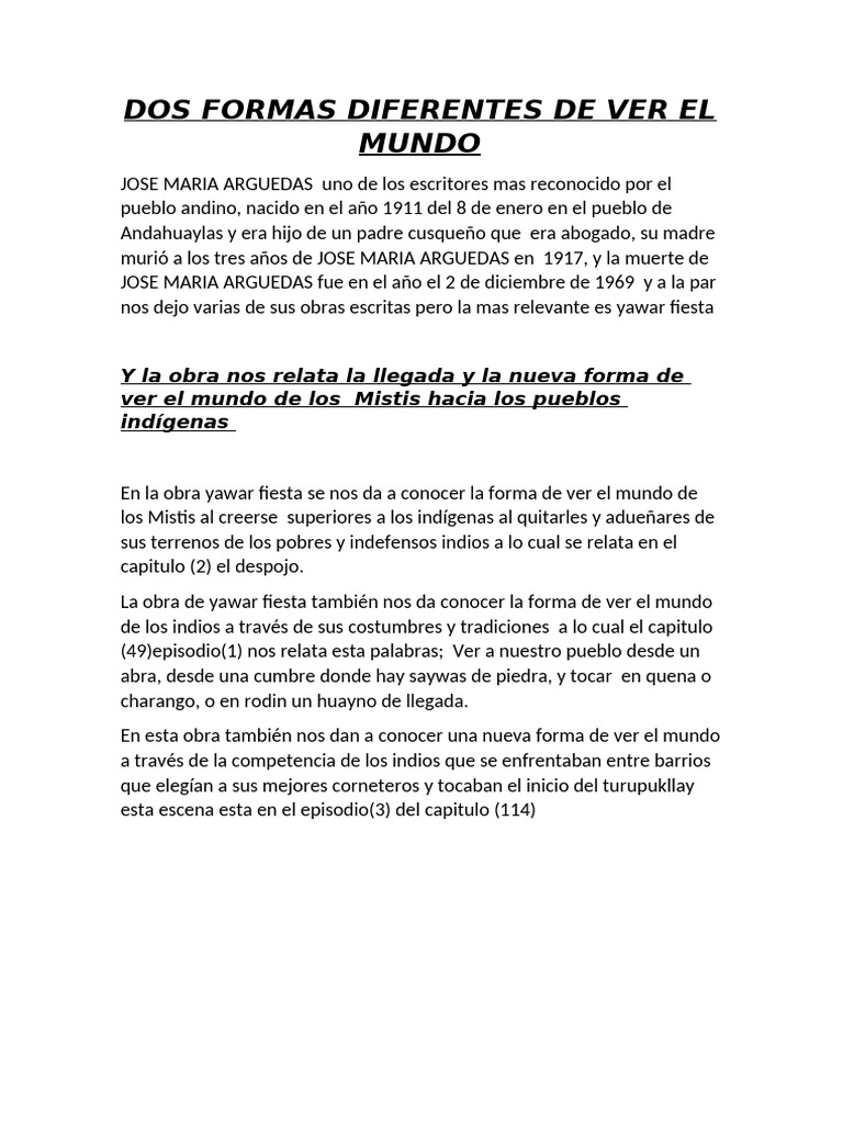 Dos Formas Diferentes de Ver El Mundo | PDF