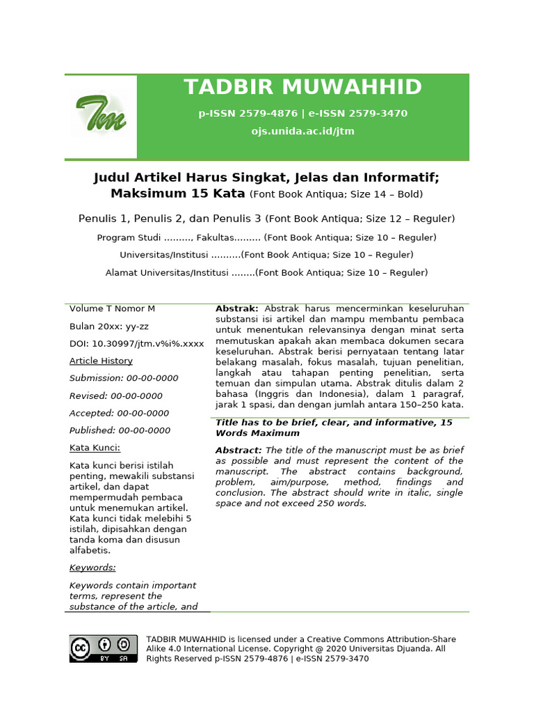 TADBIR MUWAHHID Article Template | PDF