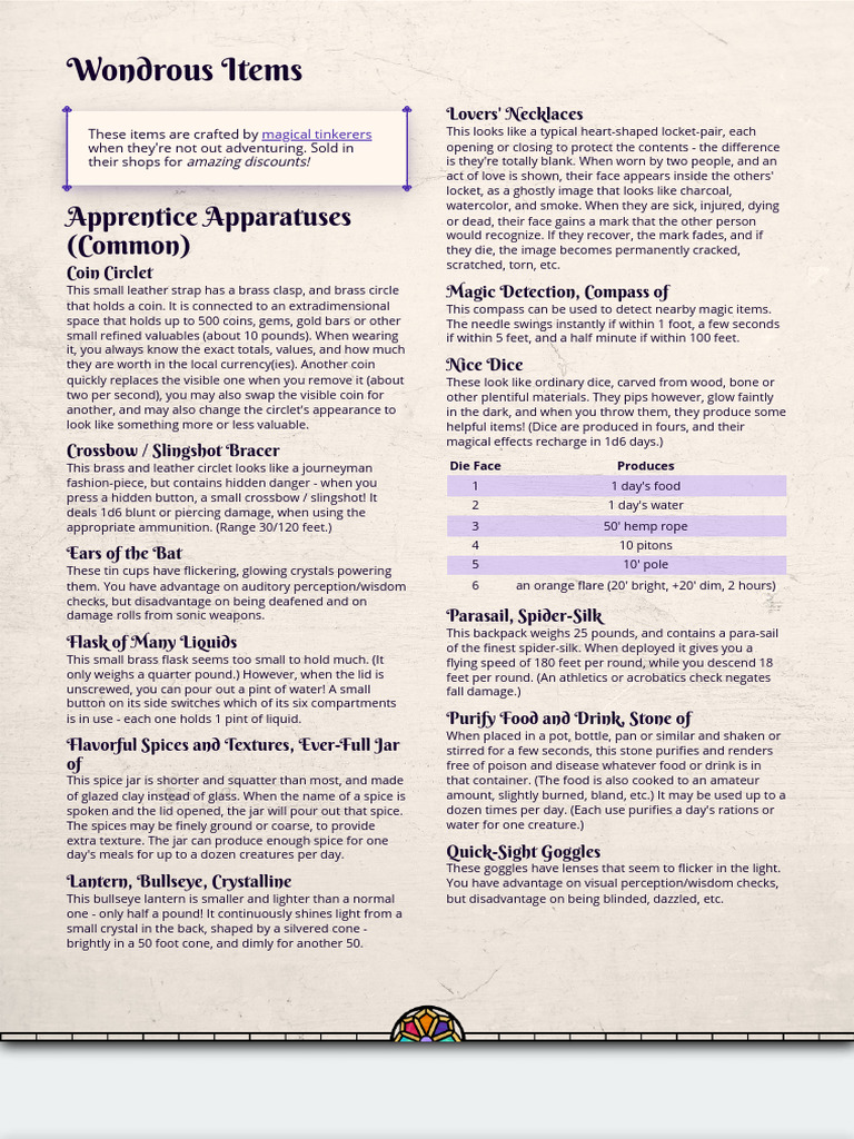Wondrous Items - GM Binder | PDF