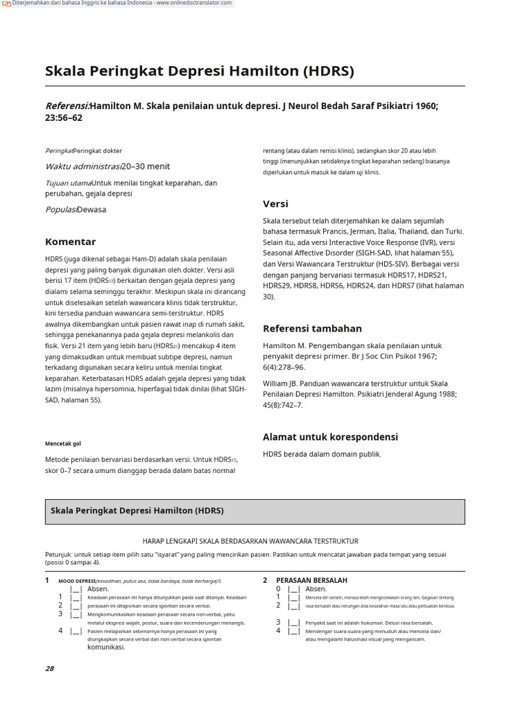 Hamilton Depression - En.id | PDF