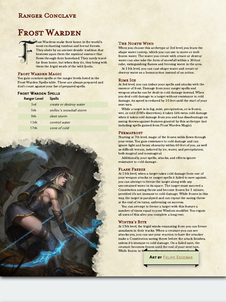 Ranger - Frost Warden - GM Binder | PDF