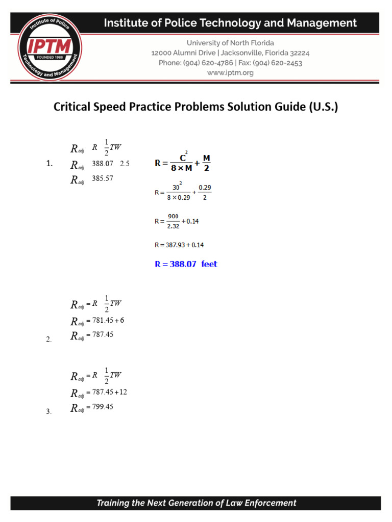 Critical Speed Practice US Solution Guide | PDF