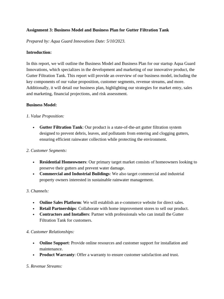 Assignment 3 - Business Model | PDF