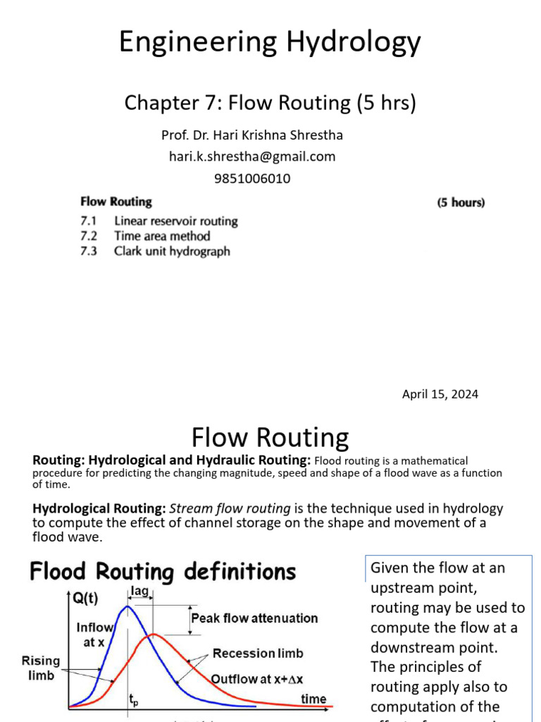 Topic 5 Engineering Hydrology - Hydrological Routing | PDF | Discharge ...