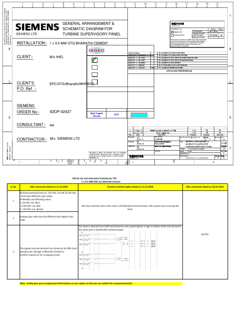 Schematic Diagram For General Arrangement & Turbine Supervisory Panel | PDF