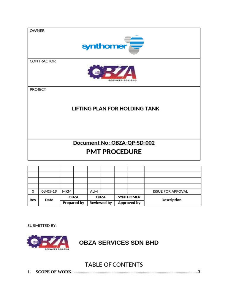01 LIFTING PLAN QP HOLDING TANK | PDF