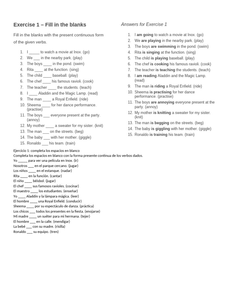 Ejercicios Present Simple 5to | PDF