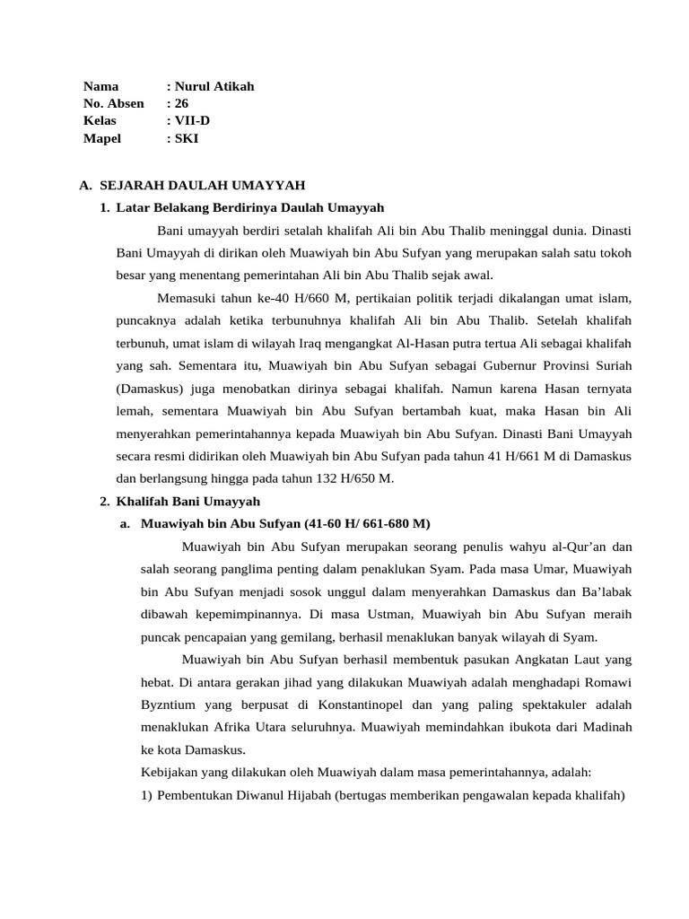 Sejarah Daulah Umayah | PDF