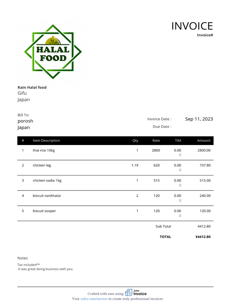 Invoice: Gifu Japan | PDF