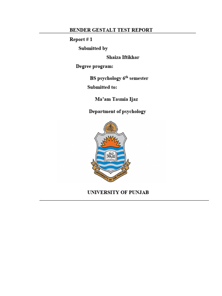 Bender Gestalt Test Evaluation Report | PDF | Intellectual Disability ...