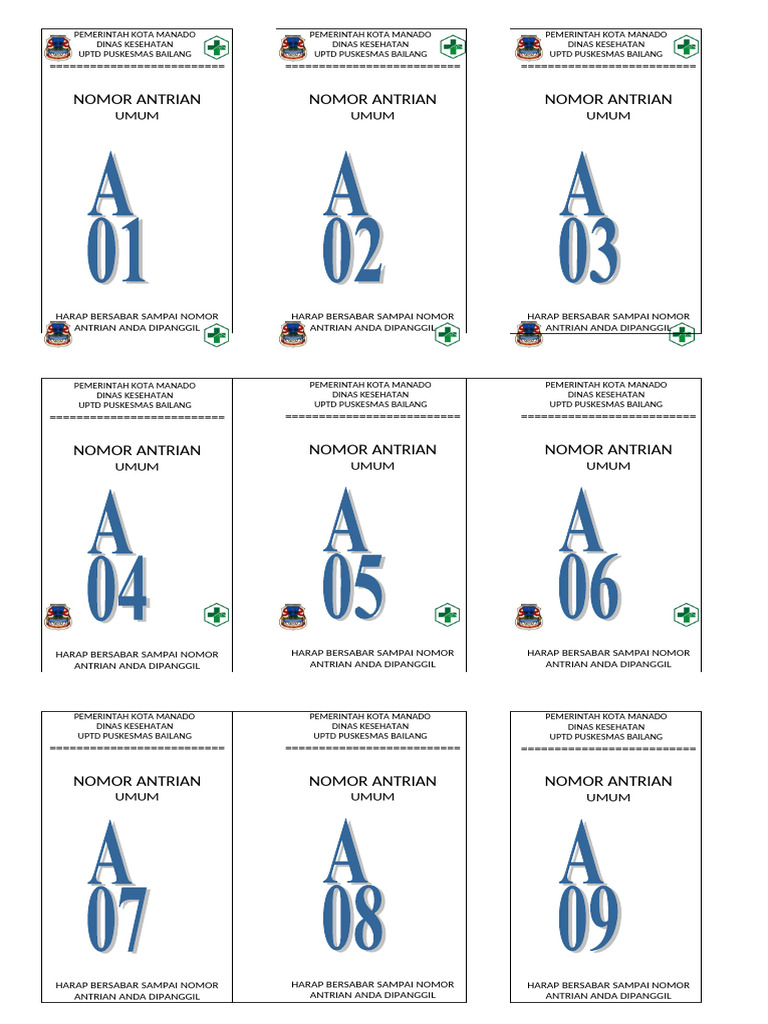 Nomor Antrian Umum 1docx | PDF
