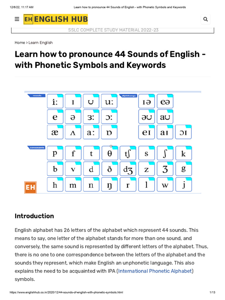 Pronouncing 44 English Sounds Guide | PDF | English Language | Consonant
