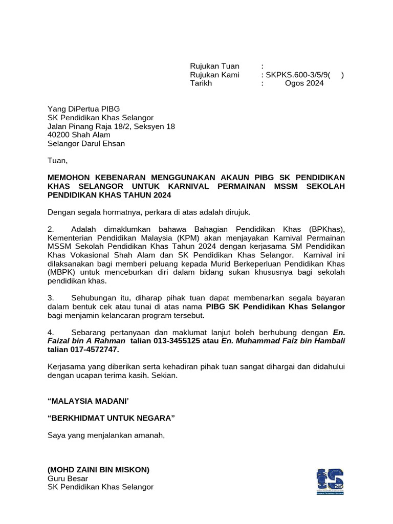 surat tumpang akaun pibg | PDF