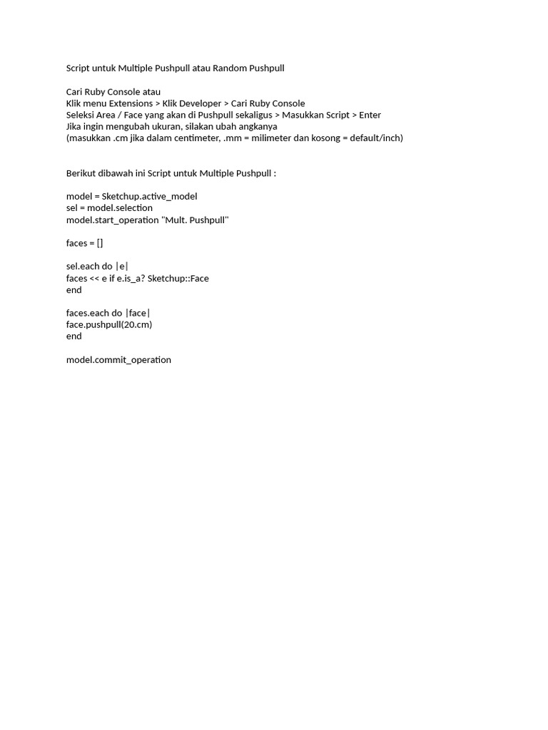 Sketchup Multiple Pushpull | PDF