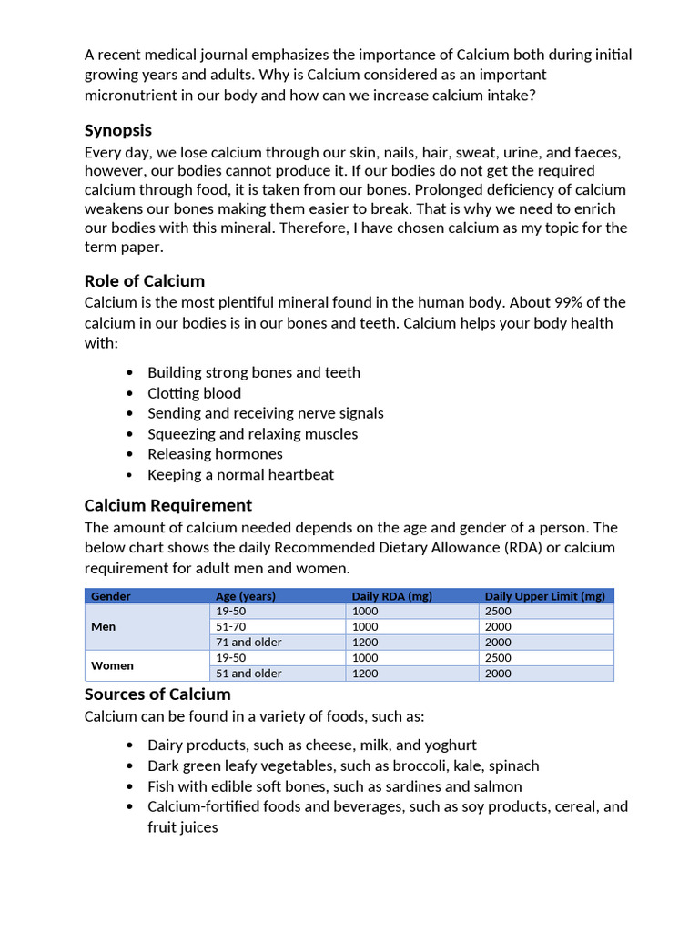 Why Is Calcium Considered As An Important Micronutrient in Our Body and ...