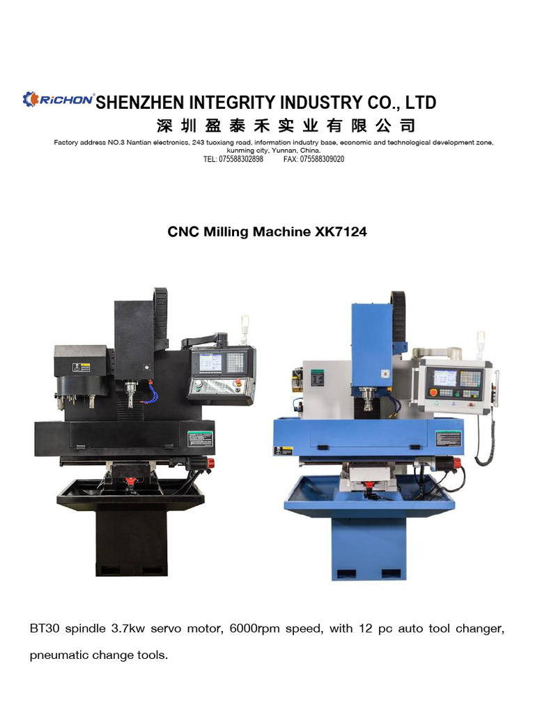 Cnc Milling Machine Xk7124 Specification Pdf