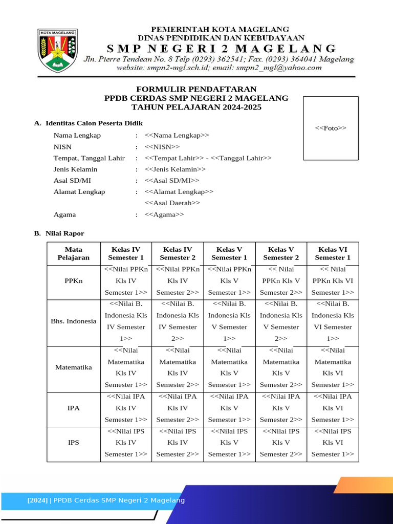 Format Pendaftaran PPDB Cerdas | PDF