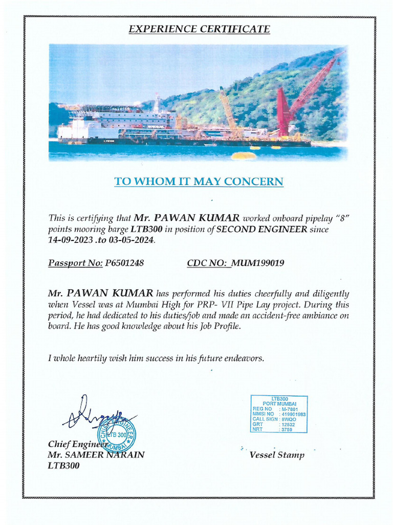 Ltb-300 Experience Letter | PDF