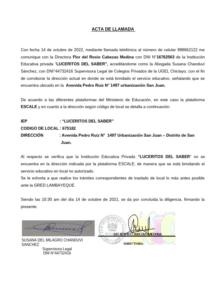 Acta de Reunion Iep Luceritos Del Saber | PDF
