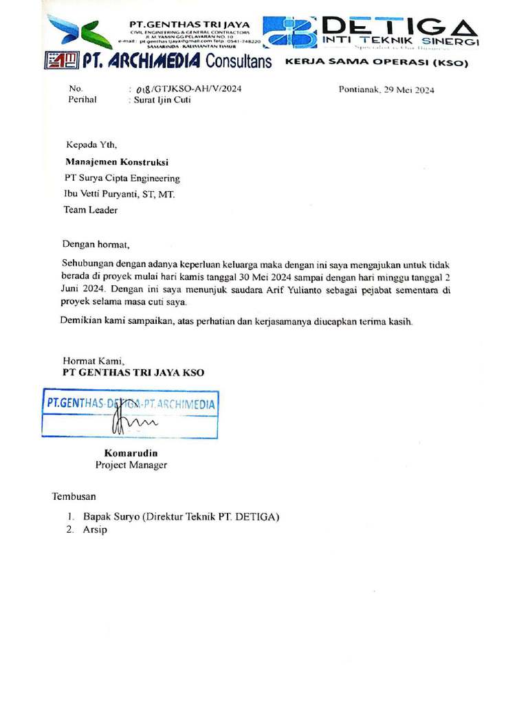 Tgl. 29 Mei 2024, 018 Surat Ijin Cuti | PDF