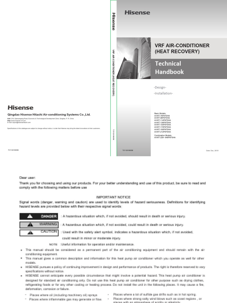 Technische Specificaties Hisense Hi Flexi S Hoog Efficiënt Buitenunit | PDF
