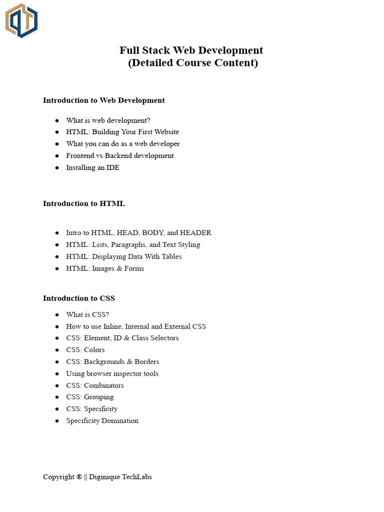 Full Stack Web Development IIT Roorkee | PDF