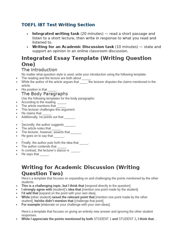 Toefl Templates | PDF