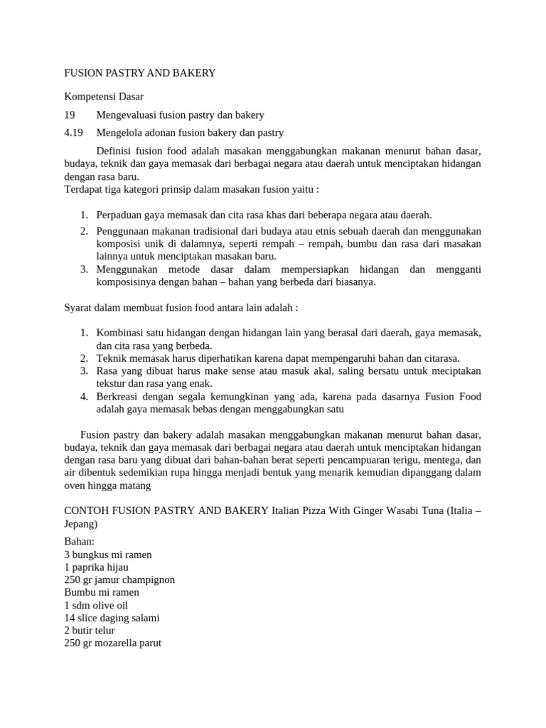 Fusion Pastry and Bakery | PDF