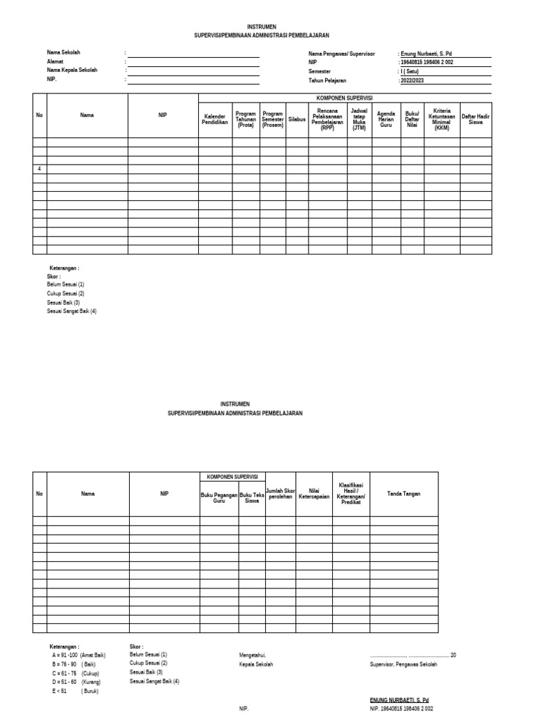 Format Supervisi 2023 | PDF