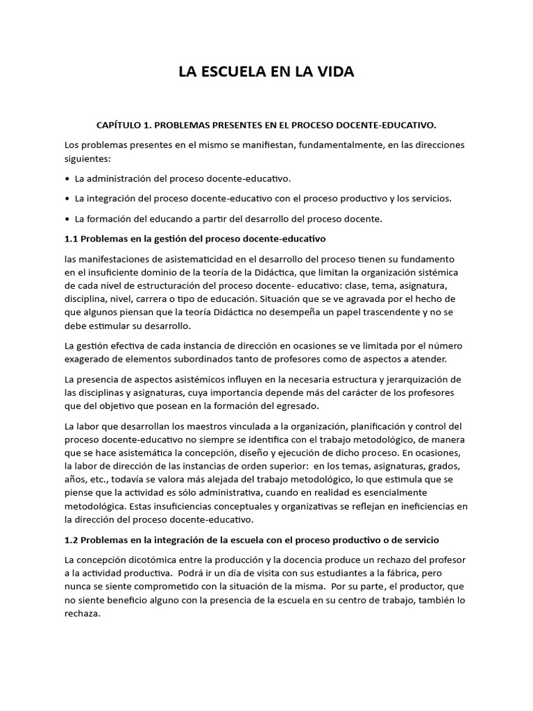 La Escuela en La Vida | PDF