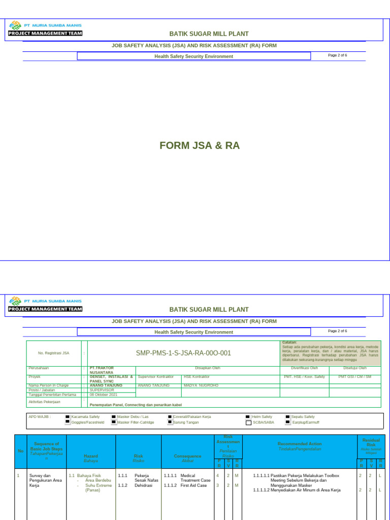 Form Jsa & Ra | PDF