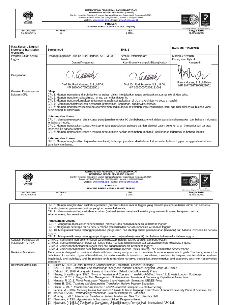 RPS Indo-Eng Translation Workshop - Genap 2022 | PDF
