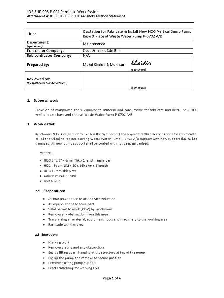 04 SMS - Pump Base P-0702 A&B | PDF