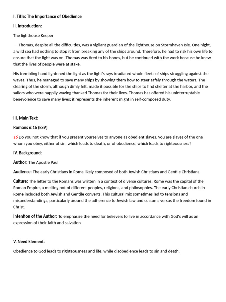 The Importance of Obedience | PDF