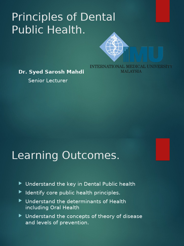 Principles of Dental Public Health | PDF