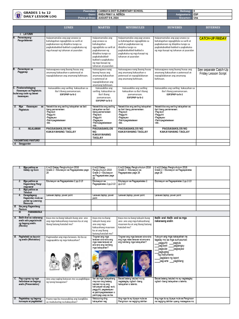DLL Q1 W2 ESP 2 September 4-8, 2023 | PDF