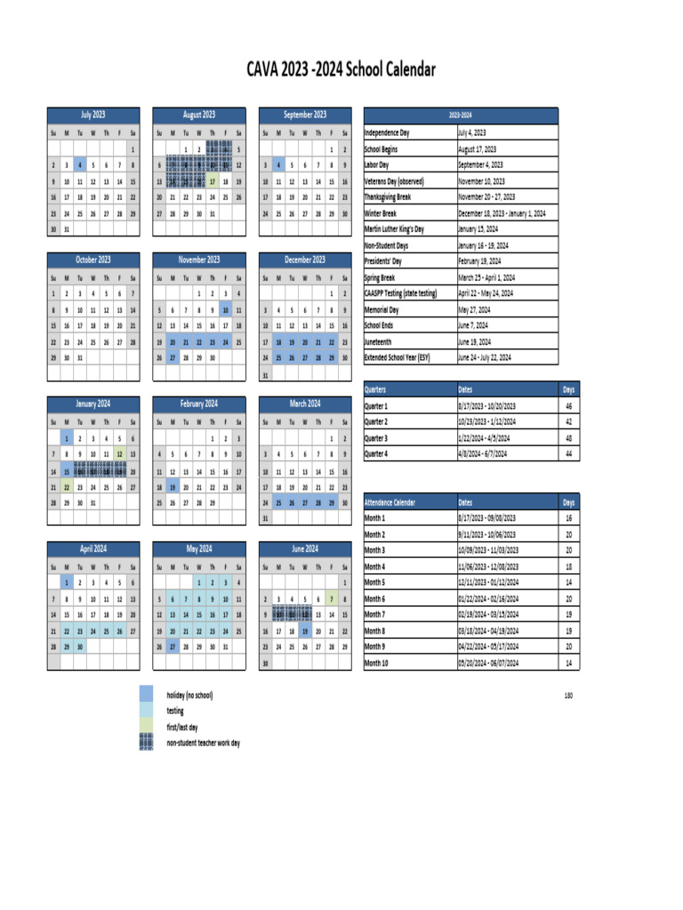 School Calendar 2023 2024 | PDF