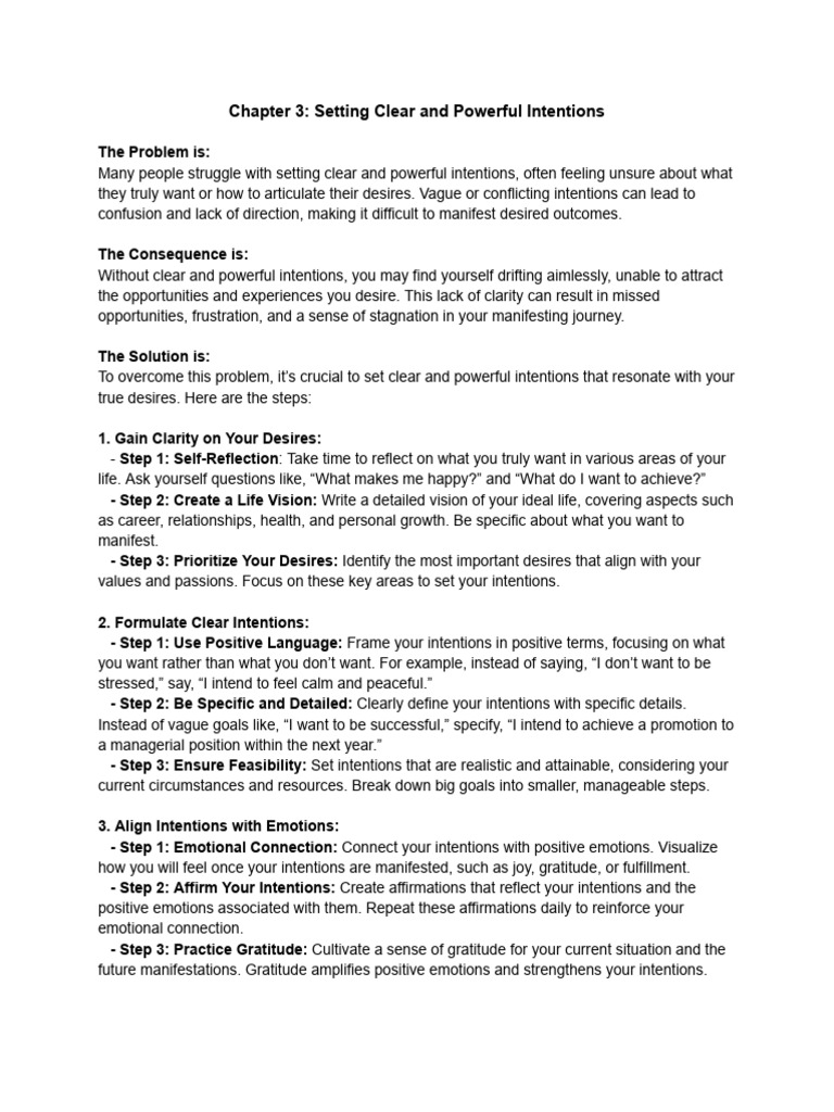 Chapter 3 Setting Clear and Powerful Intentions | PDF